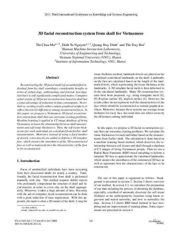 (PDF) 3D Facial Reconstruction System from Skull for Vietnamese