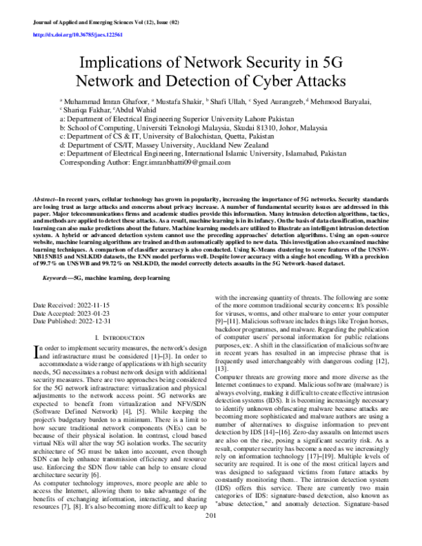 (PDF) Implications of Network Security in 5G