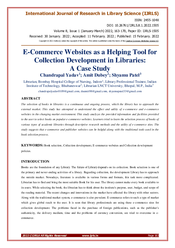 (PDF) E-Commerce Websites as a Helping Tool for Collection Development ...