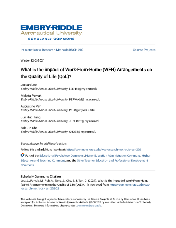 (PDF) What is the impact of Work-From-Home (WFH) Arrangements on the ...