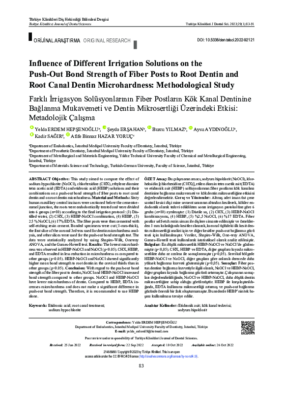 (PDF) Influence of Different Irrigation Solutions on the Push-Out Bond Strength of Fiber Posts ...