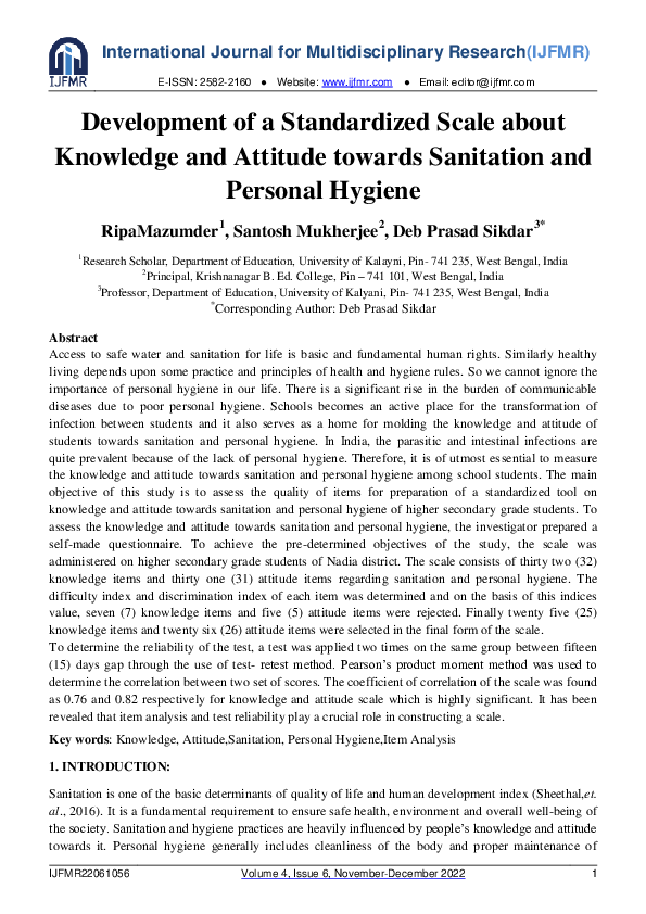 (PDF) Development of a Standardized Scale about Knowledge and Attitude ...