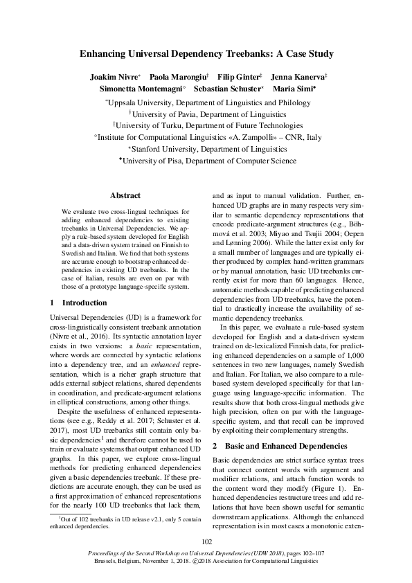 (PDF) Improving Universal Dependency Treebanks