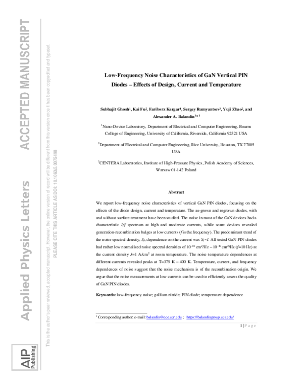 (PDF) Low-frequency noise characteristics of GaN vertical PIN diodes ...
