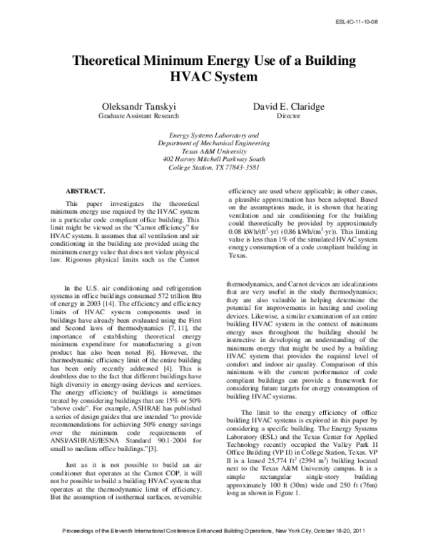 (PDF) Theoretical Minimum Energy Use of a Building HVAC System