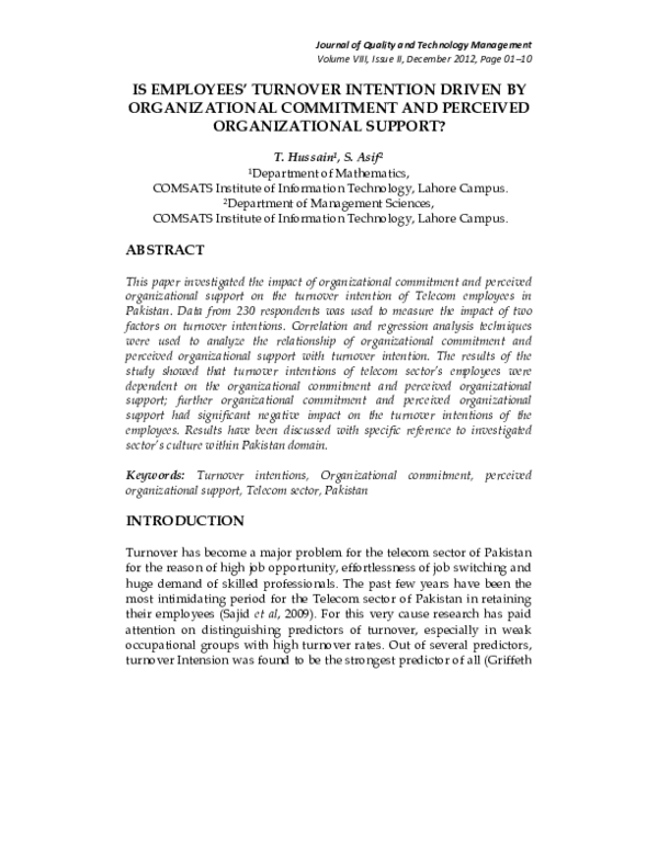 (PDF) Is Employees’Turnover Intention Driven by Organizational Commitment and Perceived ...