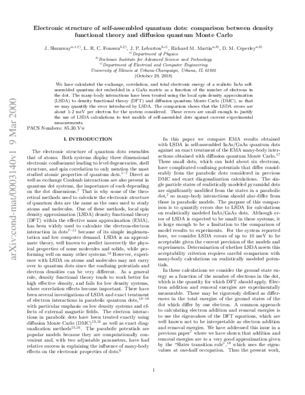 (PDF) Electronic structure of self-assembled quantum dots: comparison ...