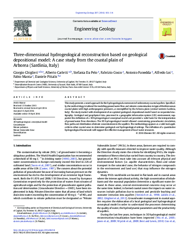 Pdf Three Dimensional Hydrogeological Reconstruction Based On