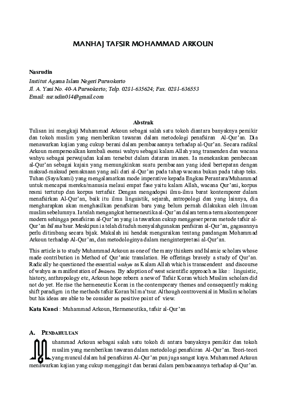 (PDF) Manhaj Tafsir Mohammad Arkoun
