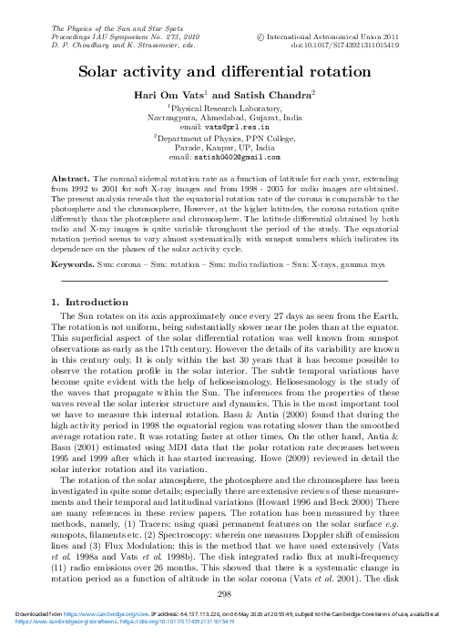 (PDF) Solar activity and differential rotation