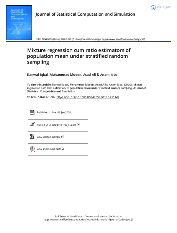 (PDF) Mixture regression cum ratio estimators of population mean under stratified random ...