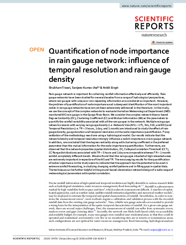 (PDF) Node Importance in Rain Gauge Networks