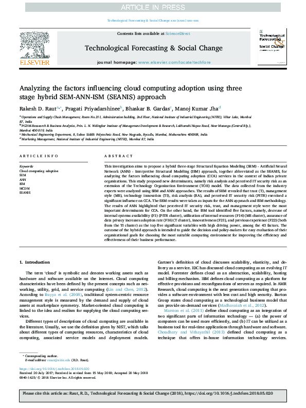 (PDF) Analyzing the factors influencing cloud computing adoption using three stage hybrid SEM ...
