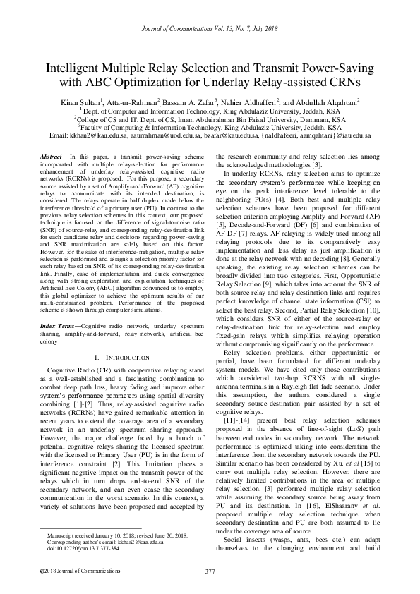 (PDF) Intelligent Multiple Relay Selection and Transmit Power-Saving with ABC Optimization for ...