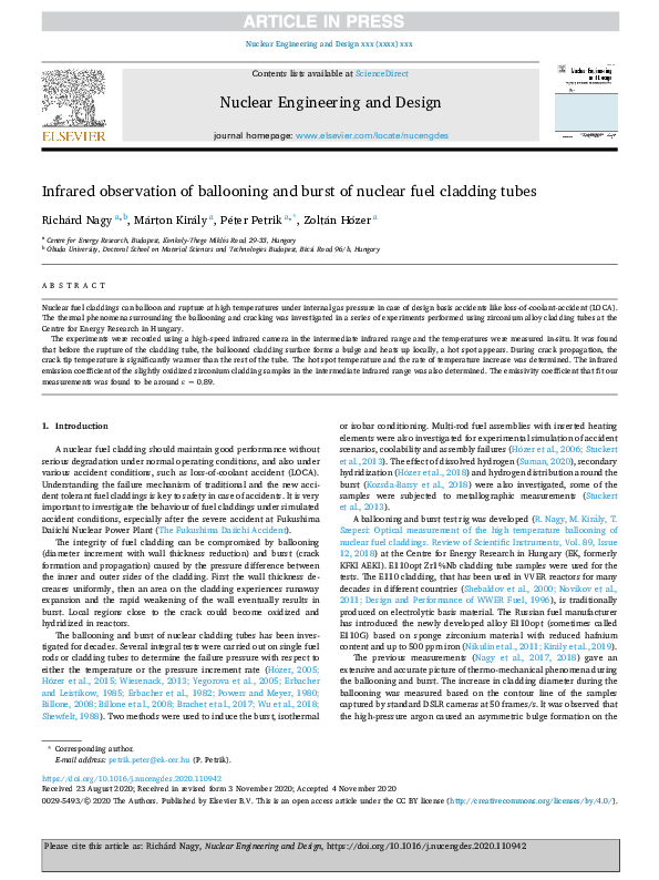 (PDF) Infrared observation of ballooning and burst of nuclear fuel ...