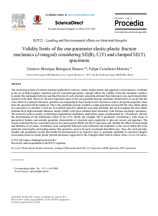(PDF) Validity limits of the one-parameter elastic-plastic fracture mechanics (J-integral ...