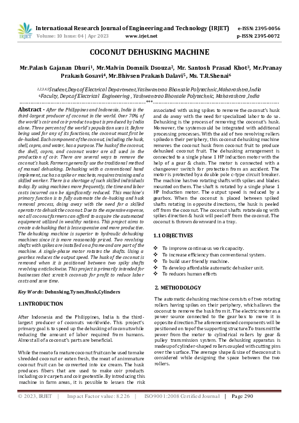 (PDF) COCONUT DEHUSKING MACHINE