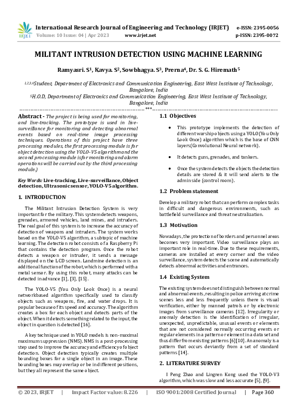 (PDF) MILITANT INTRUSION DETECTION USING MACHINE LEARNING (PDF) MILITANT INTRUSION DETECTION USING MACHINE LEARNING