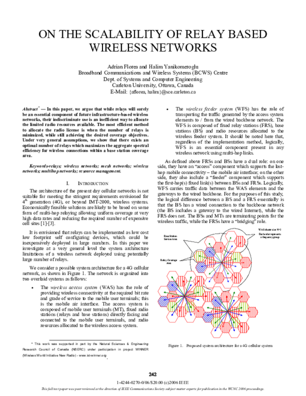 (PDF) On the scalability of relay based wireless networks
