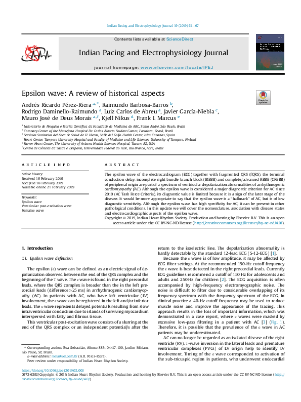 (PDF) Epsilon wave: A review of historical aspects
