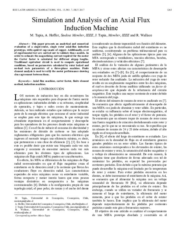 (PDF) Simulation and Analysis of an Axial Flux Induction Machine