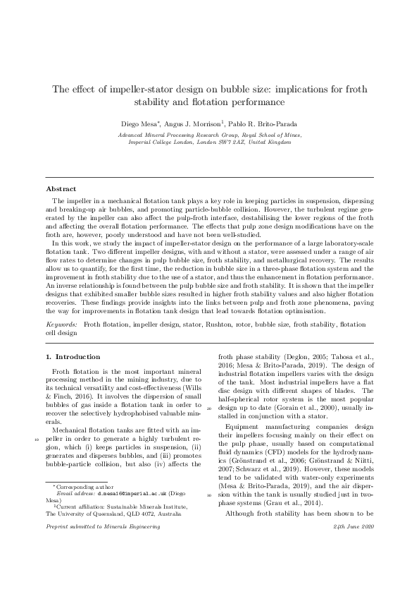 (PDF) The effect of impeller-stator design on bubble size: Implications ...