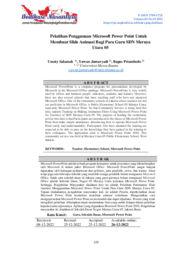 (PDF) Pelatihan Penggunaan Microsoft Power Point Untuk Membuat Slide ...
