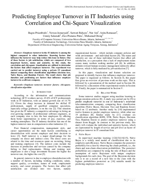 (PDF) Predicting Employee Turnover in IT Industries using Correlation ...