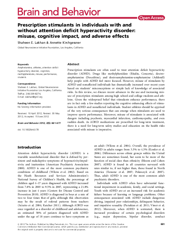 (PDF) Prescription stimulants in individuals with and without attention ...