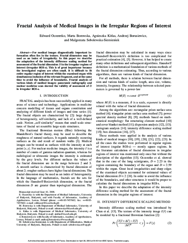 (PDF) Fractal analysis of medical images in the irregular regions of interest