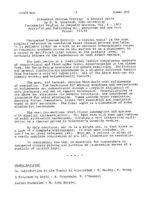 (PDF) Review of Automated Theorem Proving