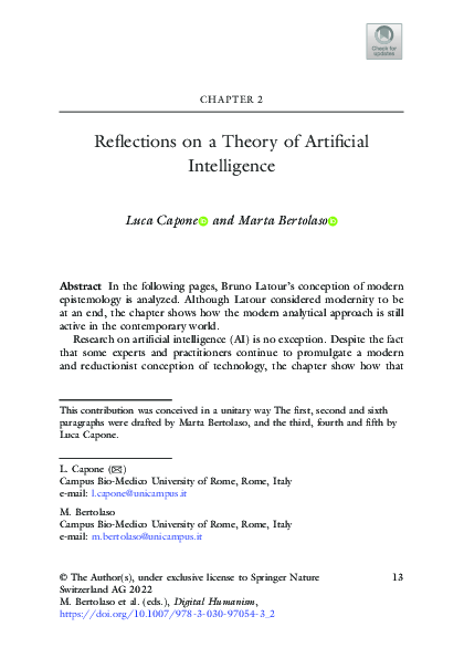 (PDF) Reflections on a Theory of Artificial Intelligence