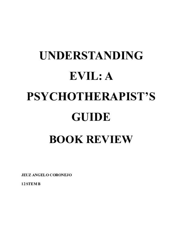 (PDF) Understanding Evil A Psychotherapist's Guide
