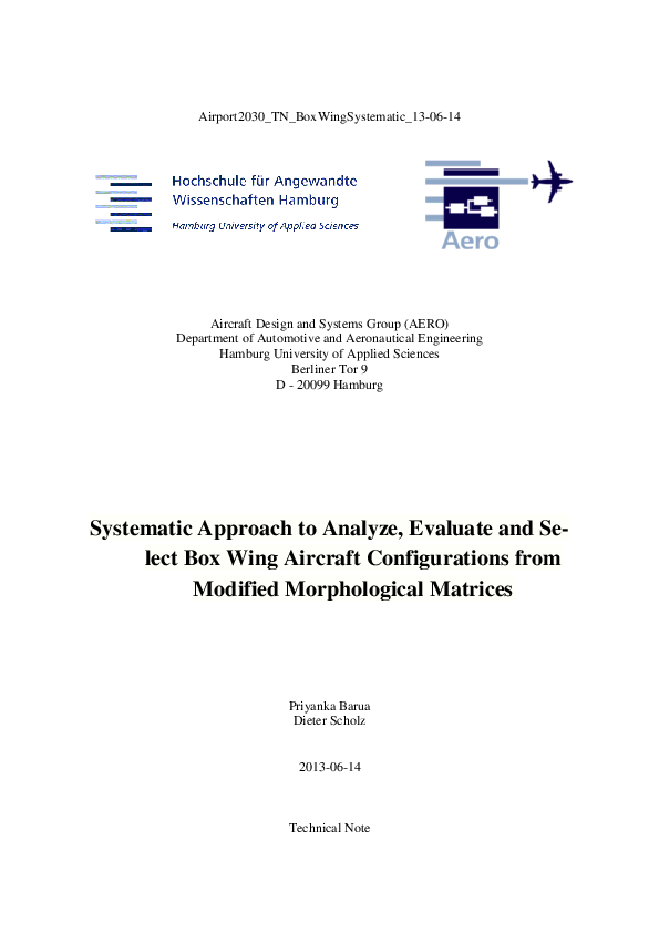 (PDF) Systematic Approach to Analyze, Evaluate and Se- lect Box Wing ...