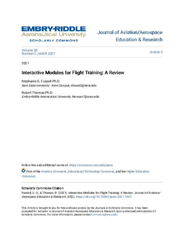 (PDF) Interactive Modules for Flight Training: A Review