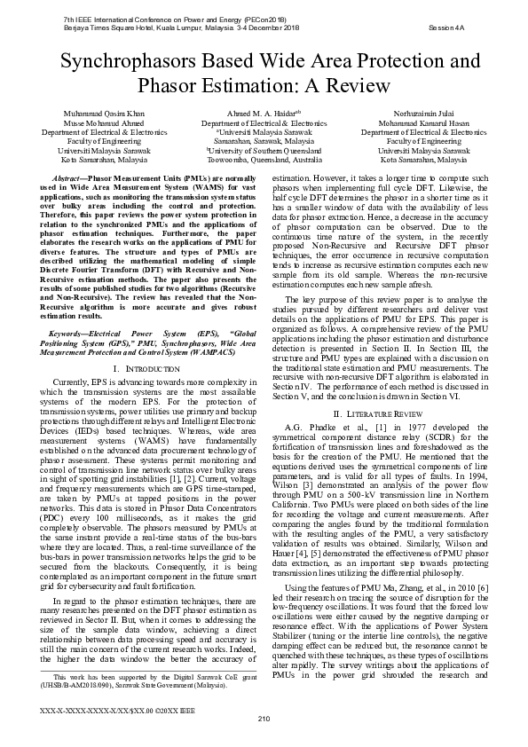 (PDF) Wide Area Protection Using Synchrophasors: A Review
