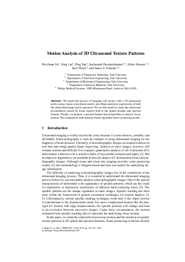 (PDF) Motion Analysis of 3D Ultrasound Texture Patterns | Kailasnath ...
