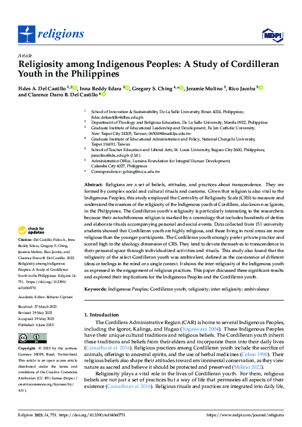 (PDF) Religiosity among Indigenous Peoples: A Study of Cordilleran ...