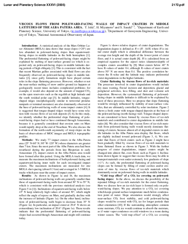 (PDF) Viscous Flows from Poleward-facing Walls of Impact Craters in ...