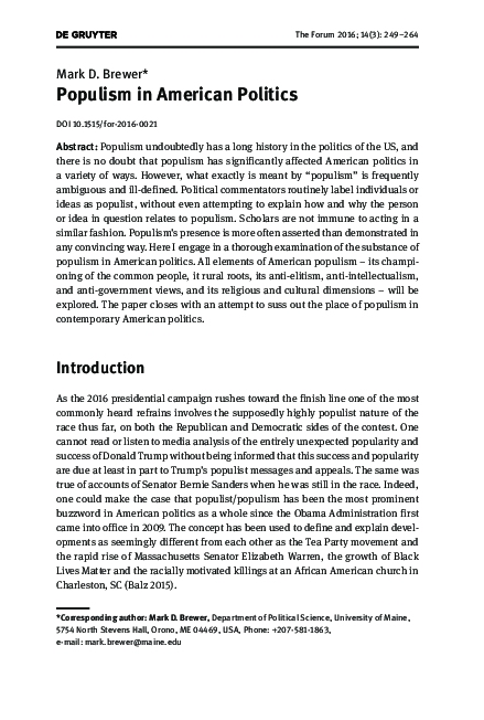 (PDF) Populism in American Politics