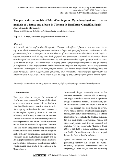 (PDF) The particular ensemble of Mas d'en Segures: functional and constructive analysis of a ...