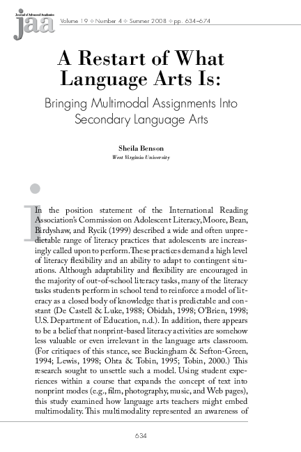 (PDF) A Restart of What Language Arts Is: Bringing Multimodal ...