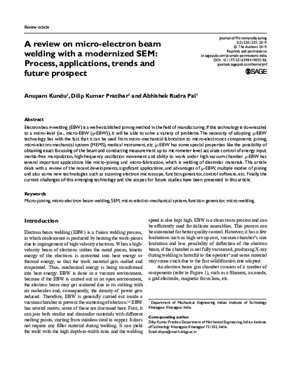 (PDF) A review on micro-electron beam welding with a modernized SEM ...