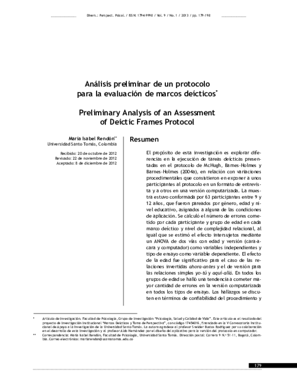 (PDF) Preliminary Analysis of an Assessment of Deictic Frames Protocol