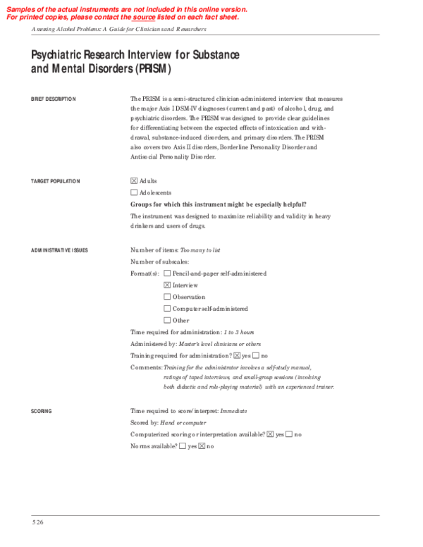 (PDF) Psychiatric Research Interview for Substance and Mental disorders ...