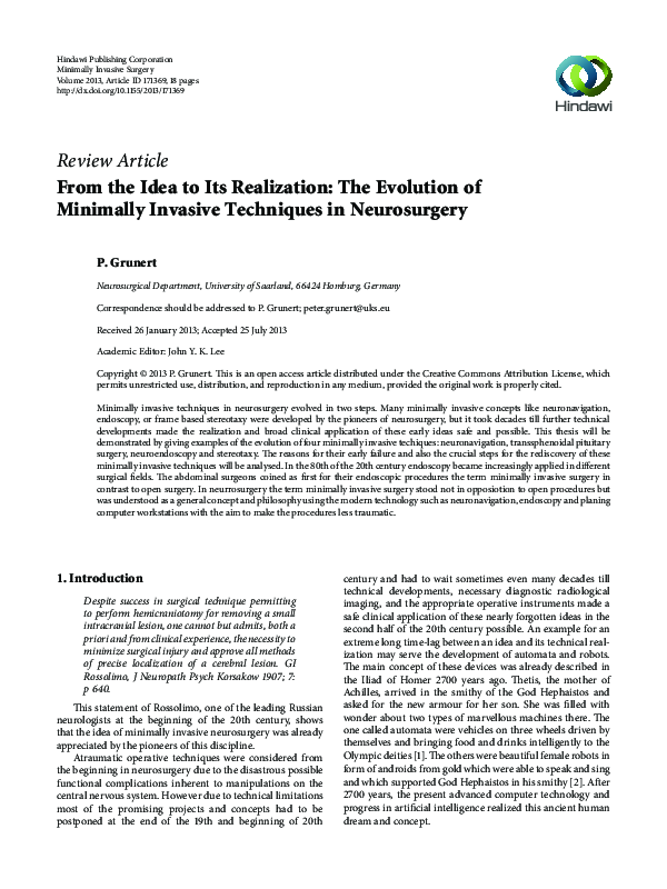 (PDF) From the idea to its realization: the evolution of minimally ...