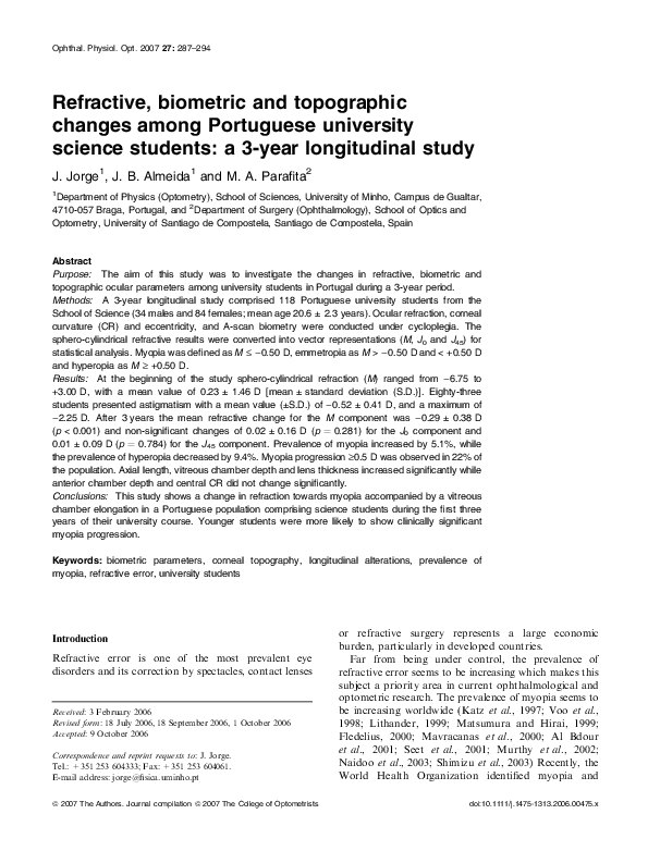 (PDF) Refractive, biometric and topographic changes among Portuguese ...