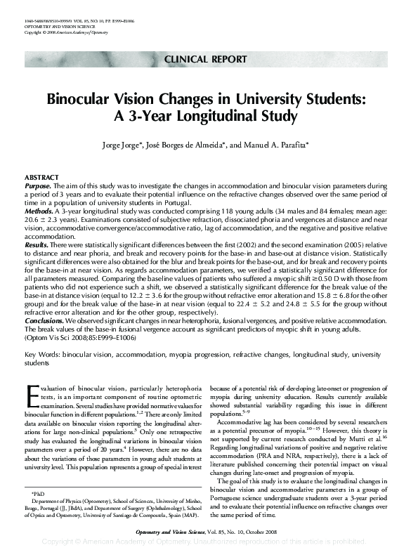(PDF) Binocular Vision Changes in University Students: A 3-Year ...