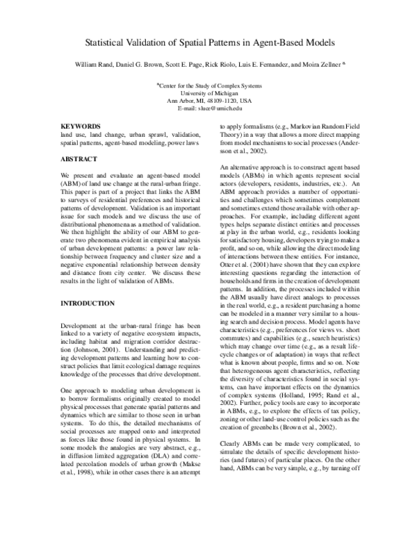 (PDF) Statistical validation of spatial patterns in agent-based models | Luis fernando Mendoza ...