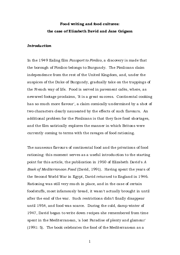 (PDF) Food writing and food cultures